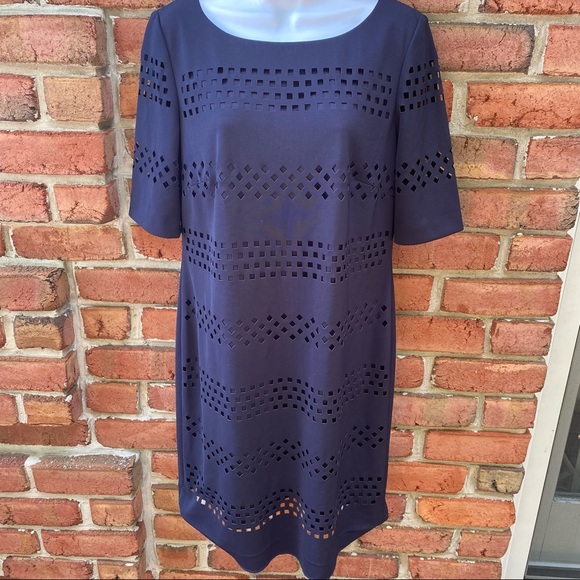 Tahari | Dresses | Tahari Navy Blue Diamond Cutouts Dress | Poshmark